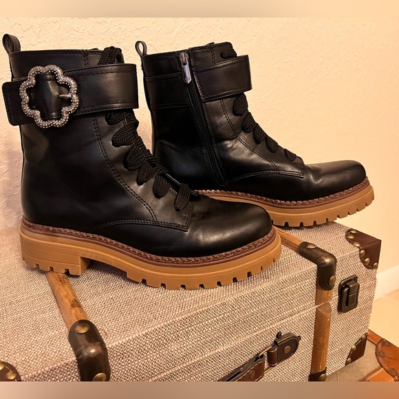Shoes | Sam Libby Samantha Combat Boots Black Womens Size 8 | Poshmark
